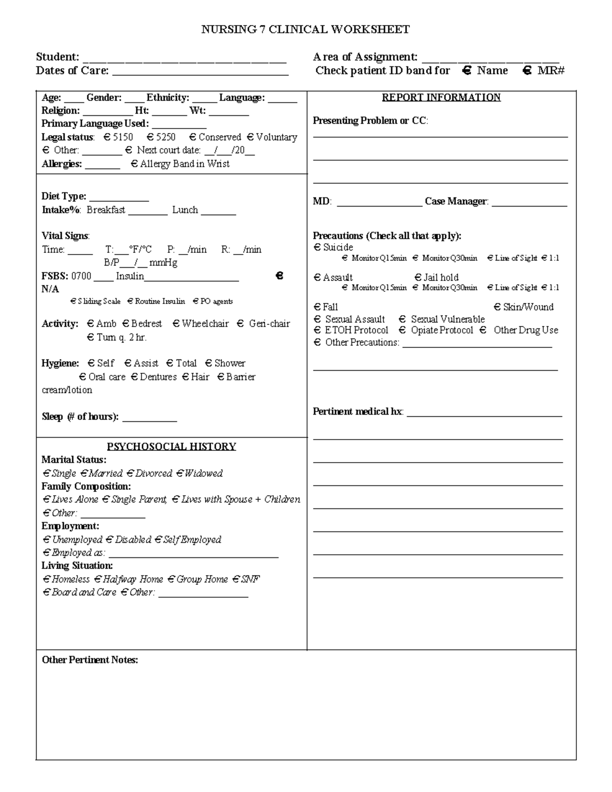 Nursing 7 Clinical Worksheet-3 - NURSING 7 CLINICAL WORKSHEET Student ...