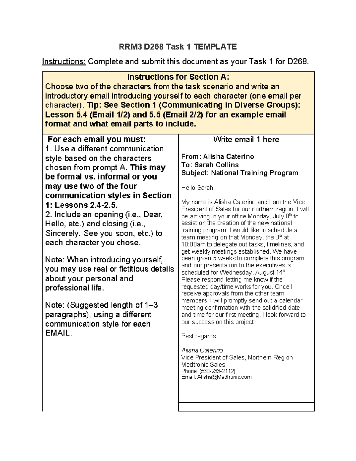 RRM3 D268 Task 1: Character Introductory Emails Assignment - Studocu