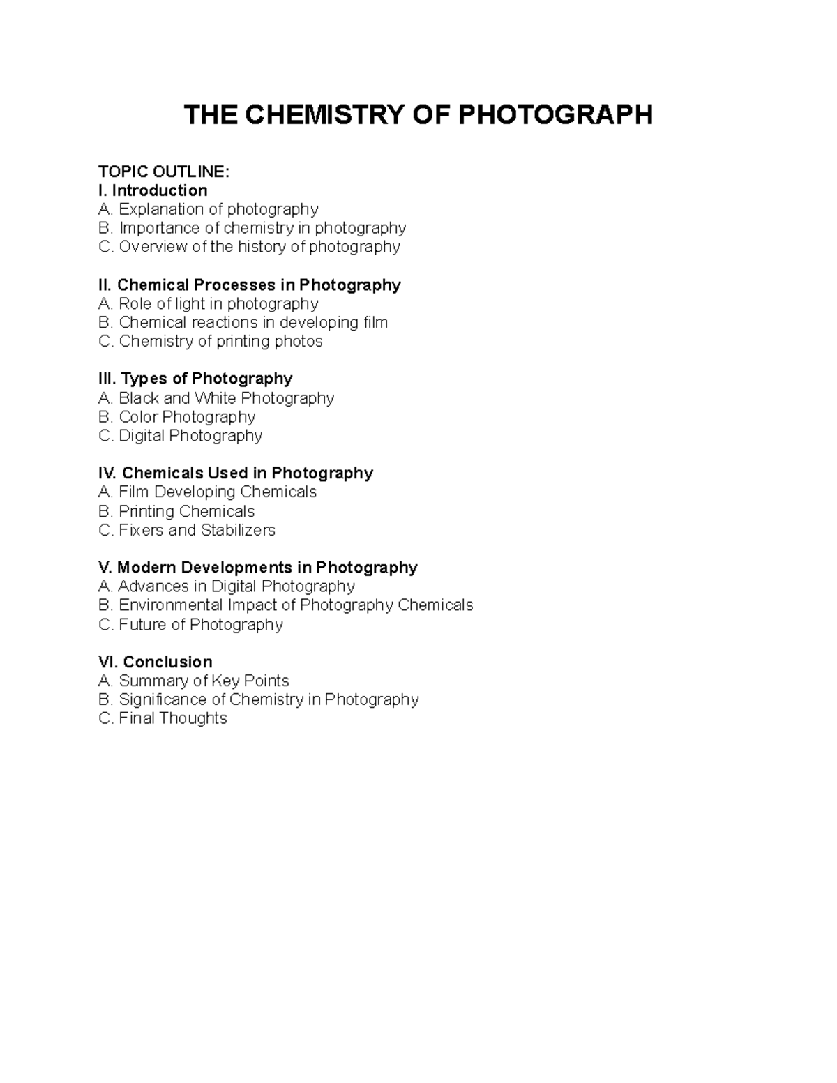 N. THE Chemistry OF Photograph - THE CHEMISTRY OF PHOTOGRAPH TOPIC ...