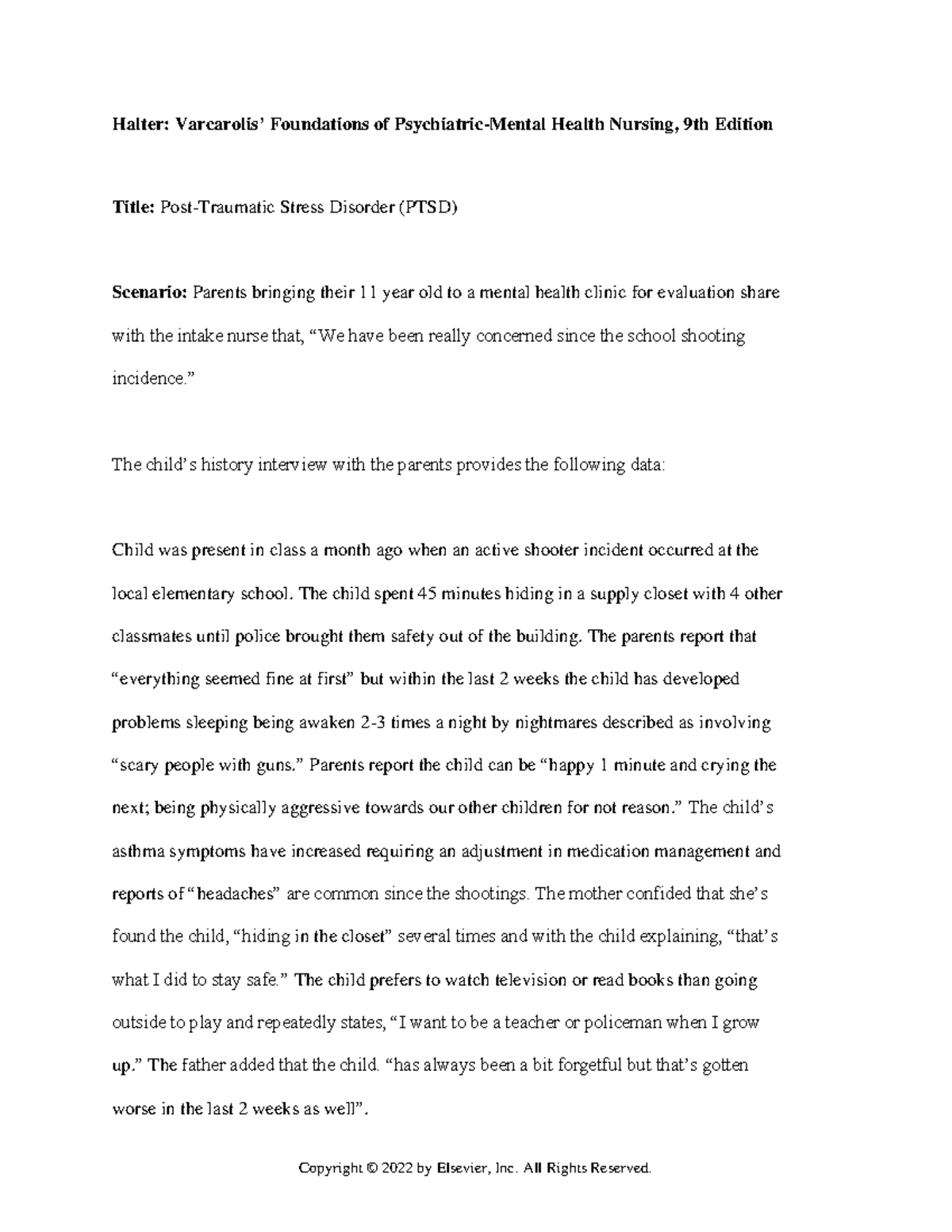 PTSD Case Study: Impact of School Shooting on Child Behavioral Health ...