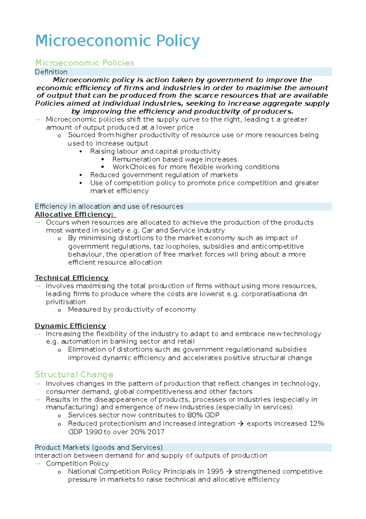 Microeconomic Policy Overview and Analysis in Economics - Studocu