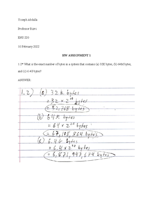 Chapter 1 Homework v3 - N/A - ENS 220 Chapter 1 Homework problems (Note ...