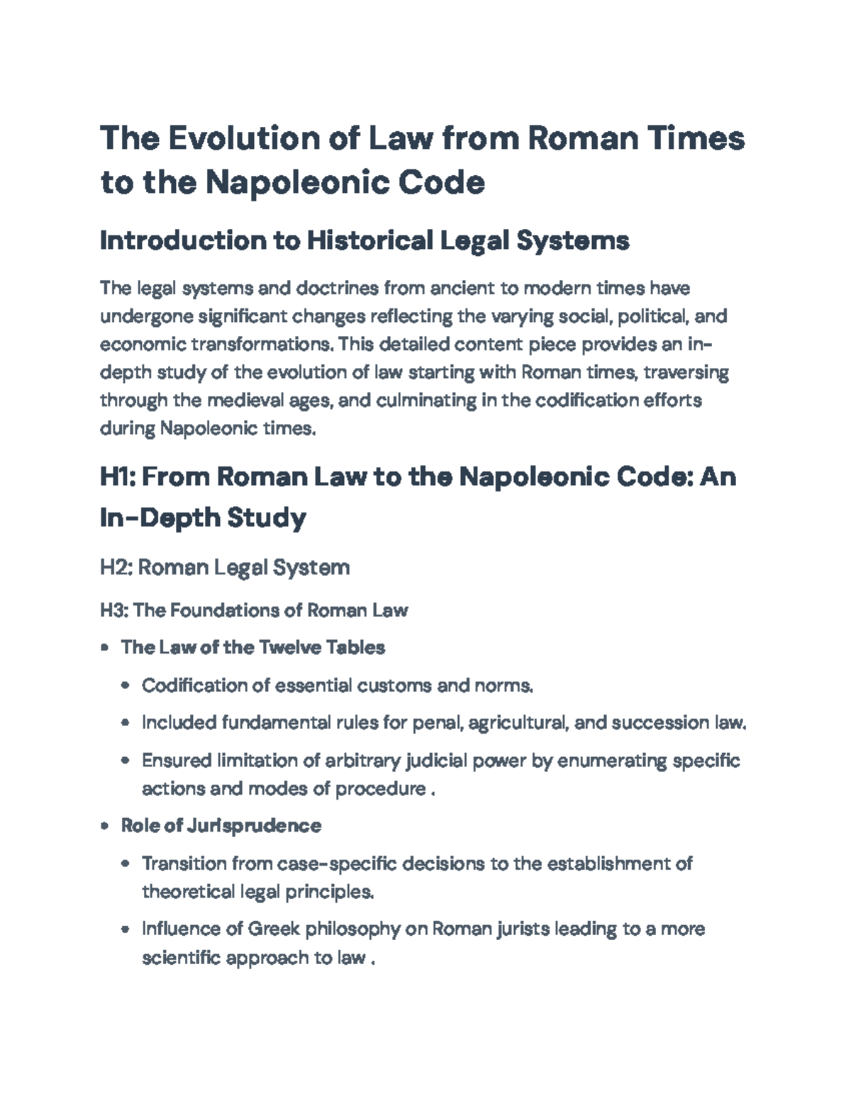 The Evolution of Law: From Roman Foundations to Napoleonic Codification ...