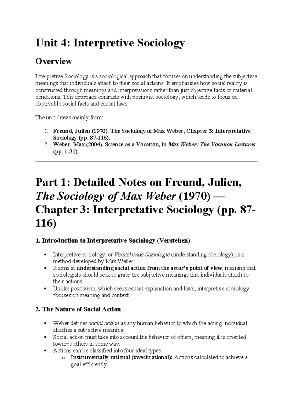 Unit 4: Overview of Interpretive Sociology and Its Key Concepts - Studocu