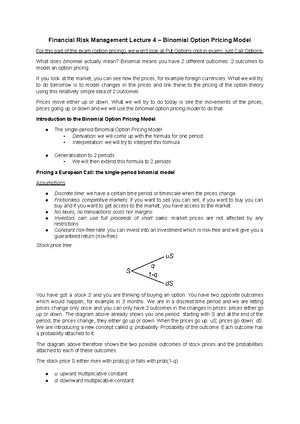 Chapter 4 - The Binomial Model - CHAPTER 4 – OPTION PRICING MODELS: THE ...