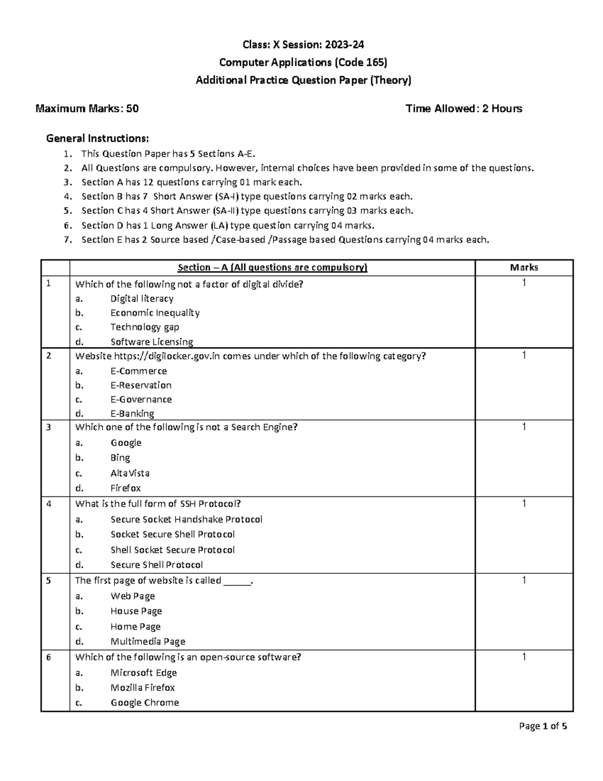 CA 165: Computer Applications Additional Practice Question Paper - Studocu