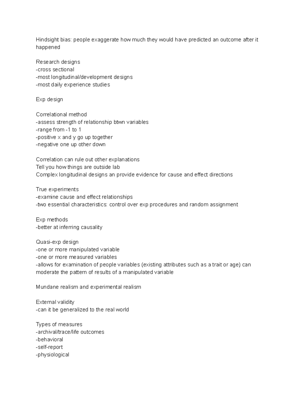 Psy102 - Notes from the whole quarter - Hindsight bias: people ...