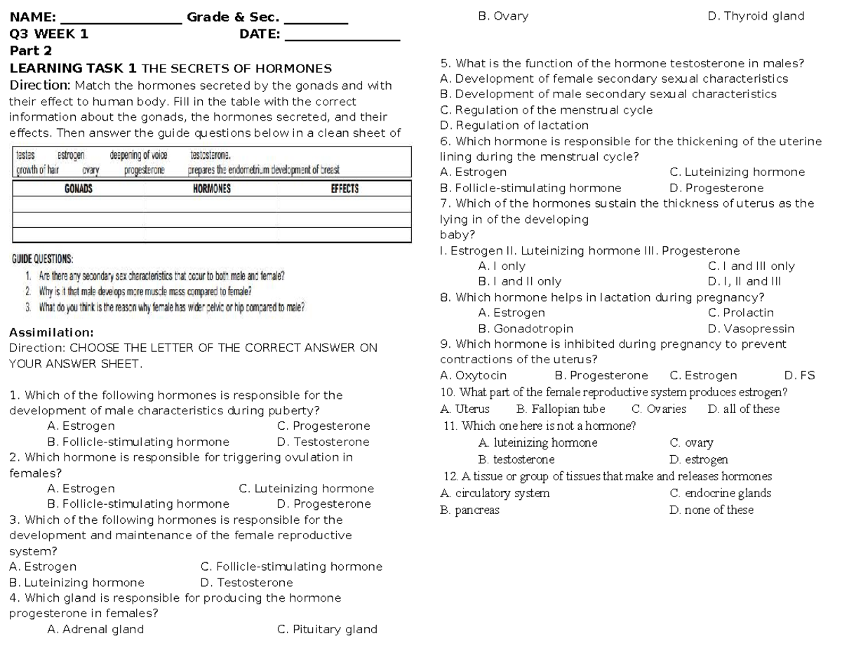 Q2 WEEK 1 Part 2 - LEARNING MATERIALS - NAME: ___________________ Grade ...