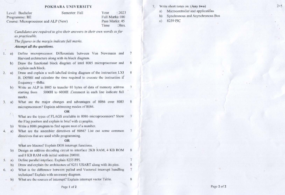 MALP-23 Fall - Microprocessor & ALP Short Notes Exam Guide - Studocu