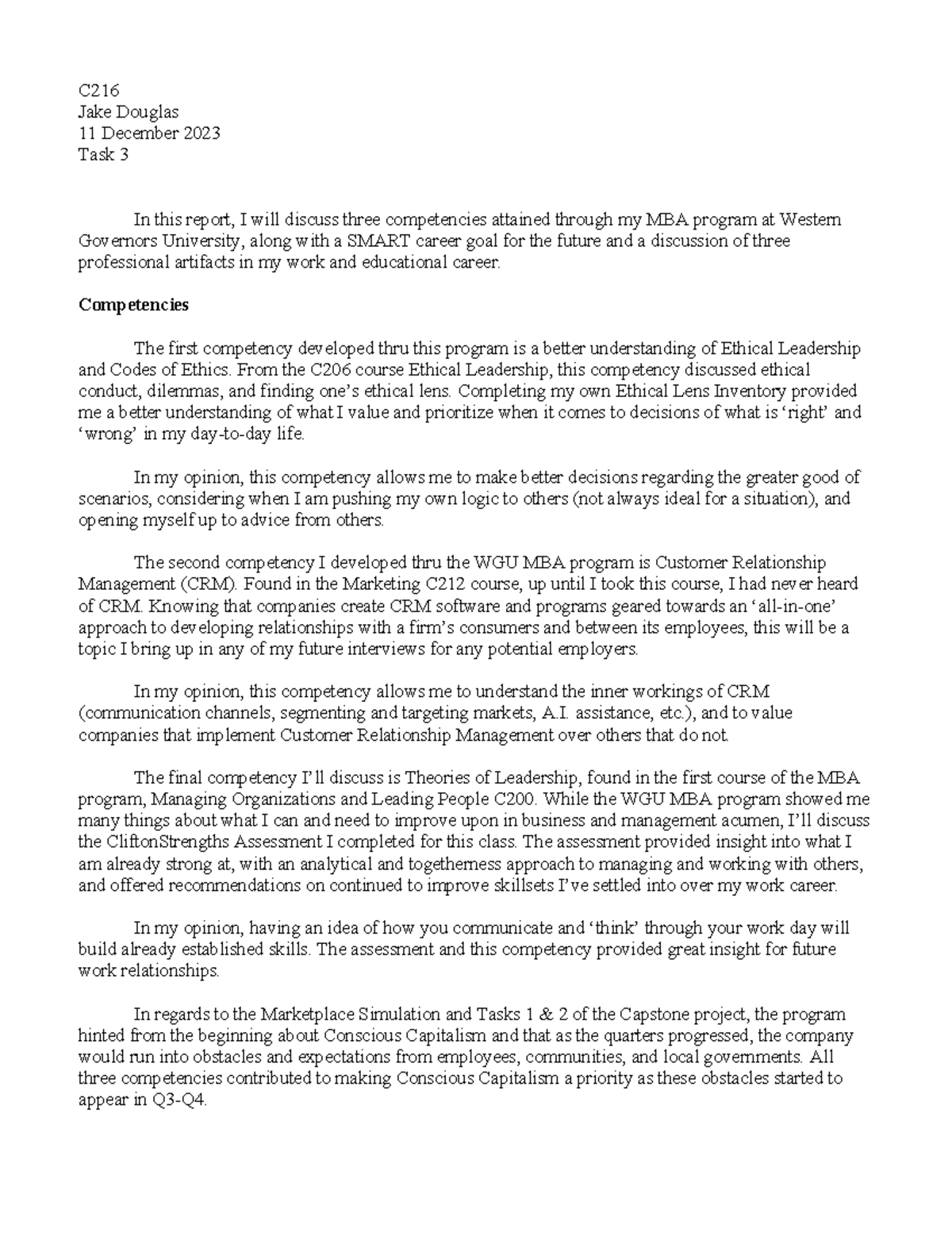 Task 3 - Task 3 - C Jake Douglas 11 December 2023 Task 3 In this report ...