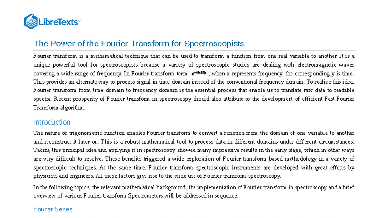 Fourier Transform Applications in Spectroscopy: A Comprehensive ...