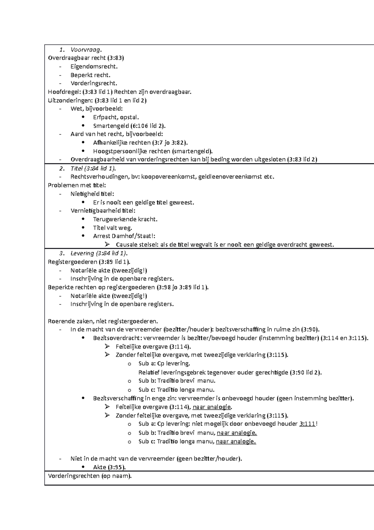 Schema Overdracht van Rechten: Overdraagbaarheid en Beperking (BBL100 ...