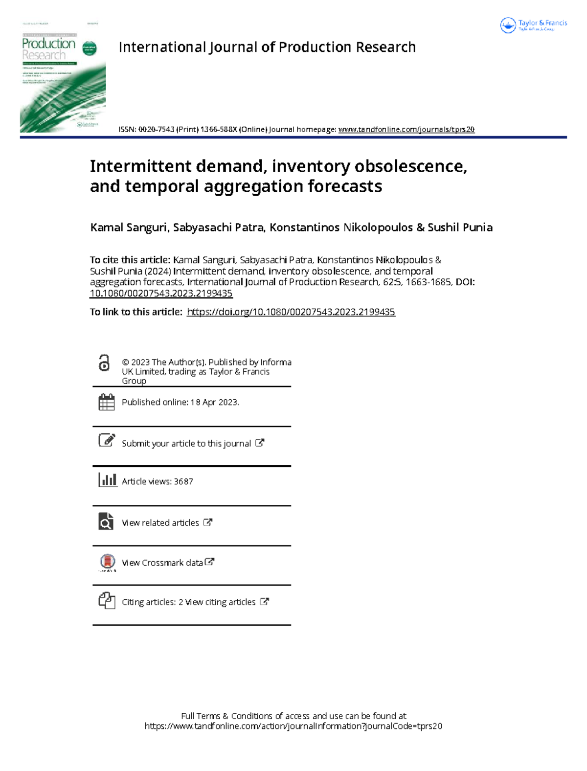 Intermittent Demand & Inventory Obsolescence: Temporal Aggregation ...