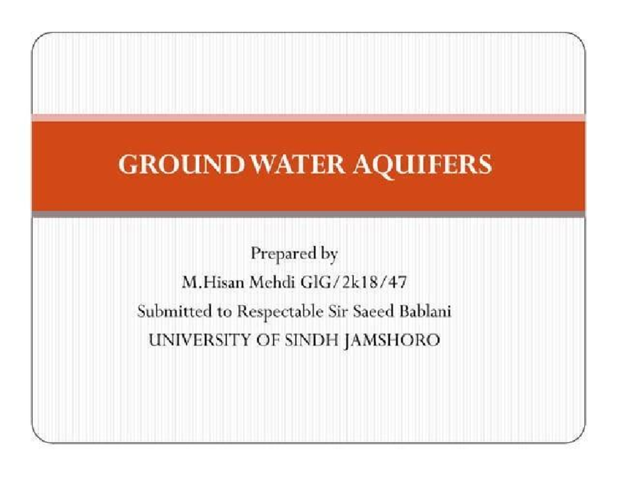 Groundwater Aquifers: Types, Properties, and Sources - ENV 101 Lecture ...