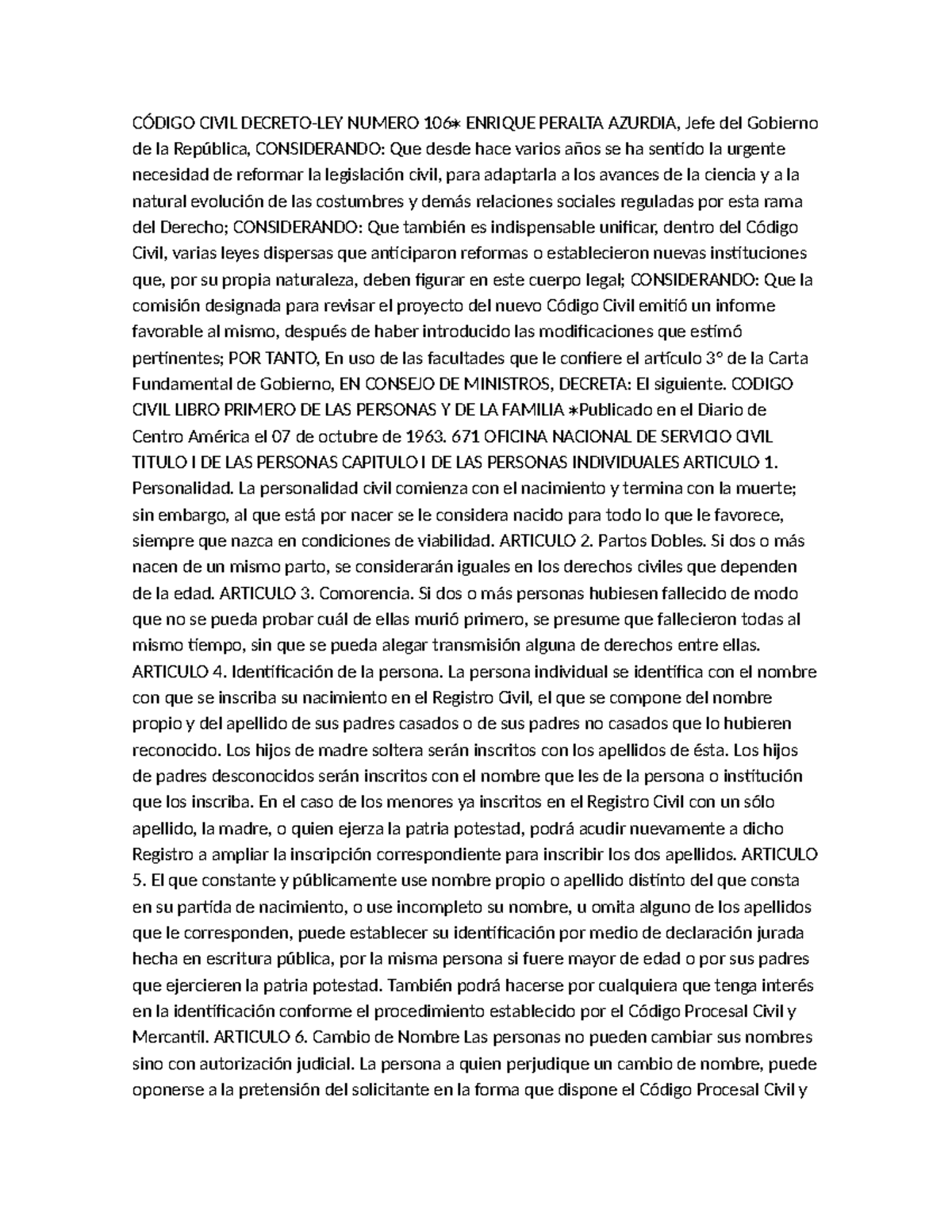 Código Civil de Guatemala: Libro I - Personas y Familia - Studocu