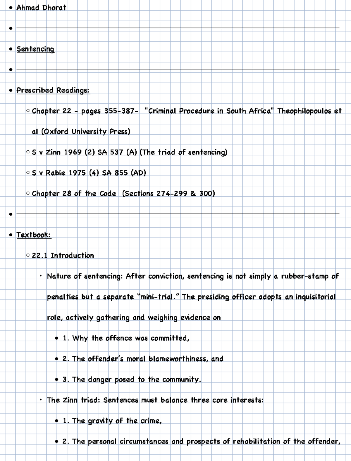 Study Theme 12 - Lecture: Sentencing Procedures and Principles (Law 101 ...