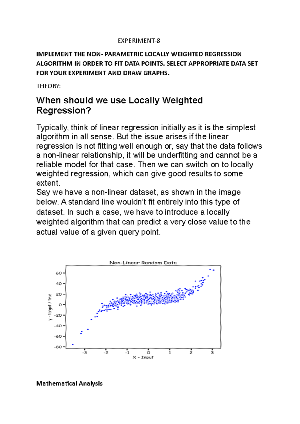 Experiment 8: Implementing Non-Parametric Locally Weighted Regression ...