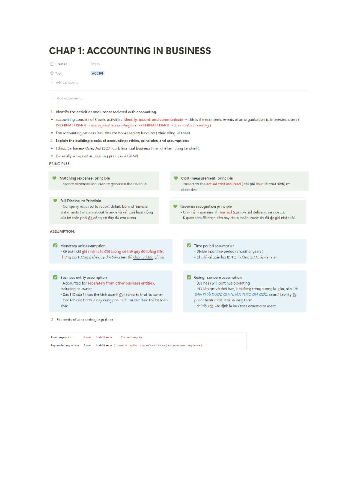 ACC101 Chapter 1: Fundamentals of Accounting in Business - Studocu