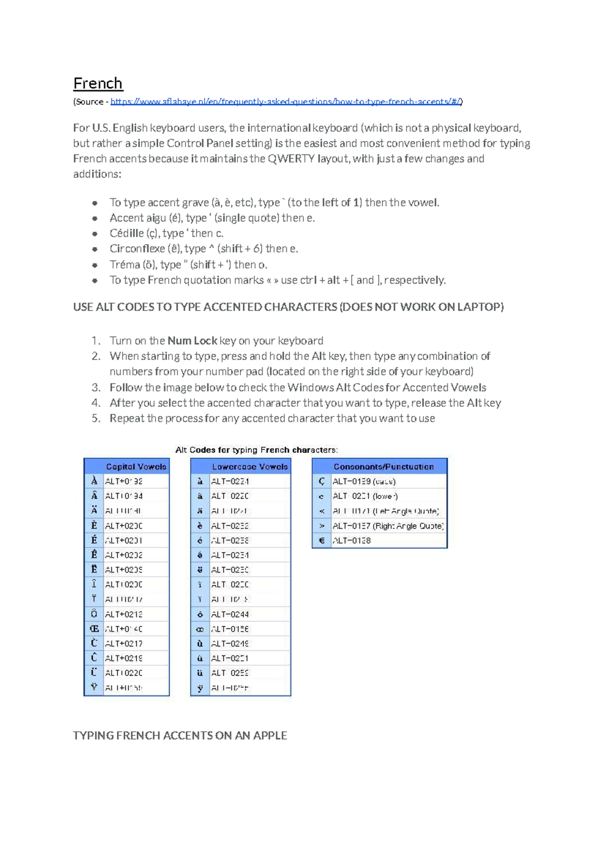 IT 101: Guide to Typing French and Spanish Accents on Keyboards - Studocu