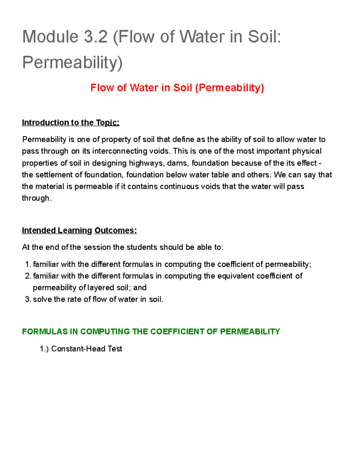 Module 3.2 - Flow of Water and Soil Permeability in Geotechnical Eng ...