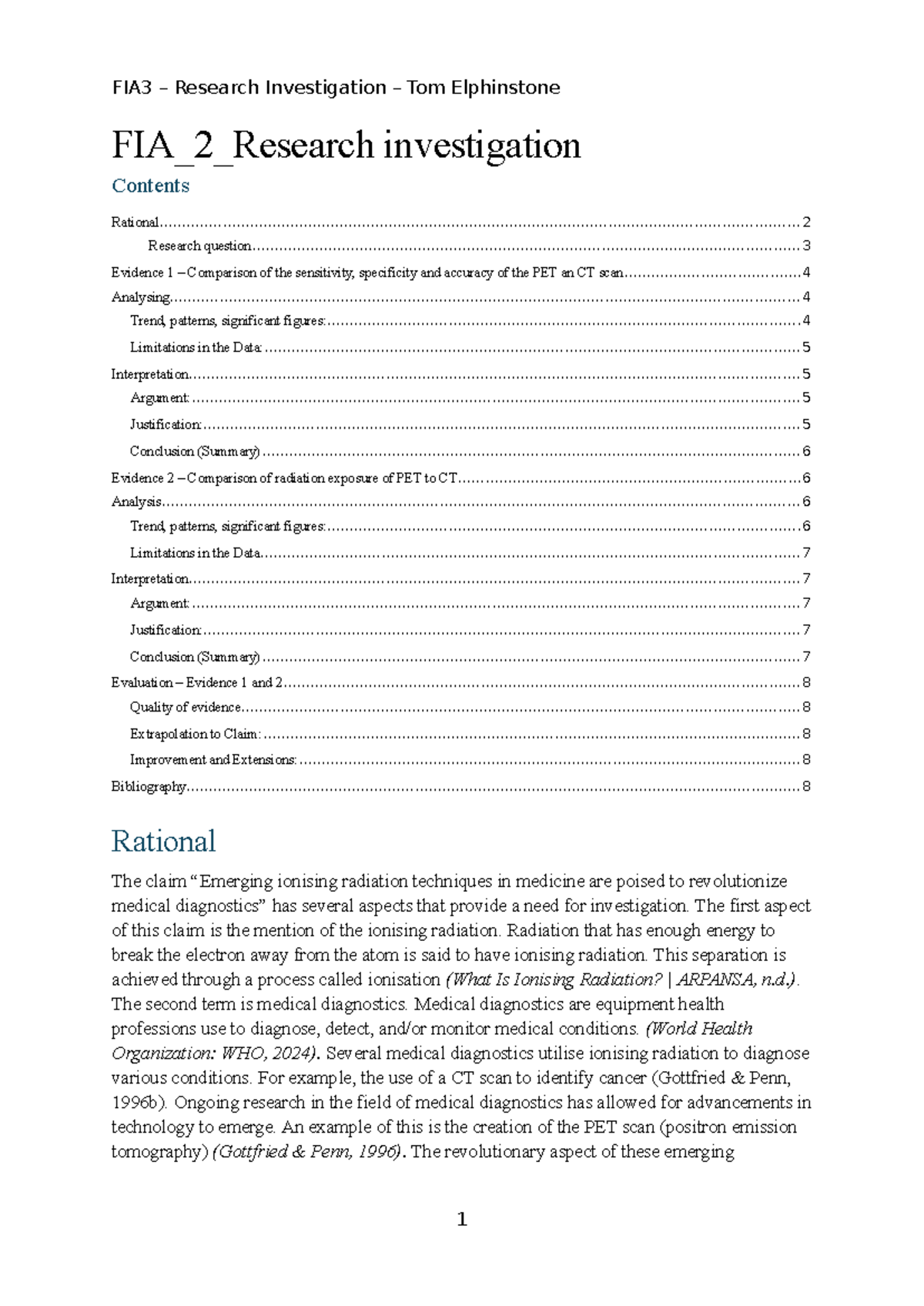 FIA3 Research Investigation: Comparing PET and CT Scans in Medical ...