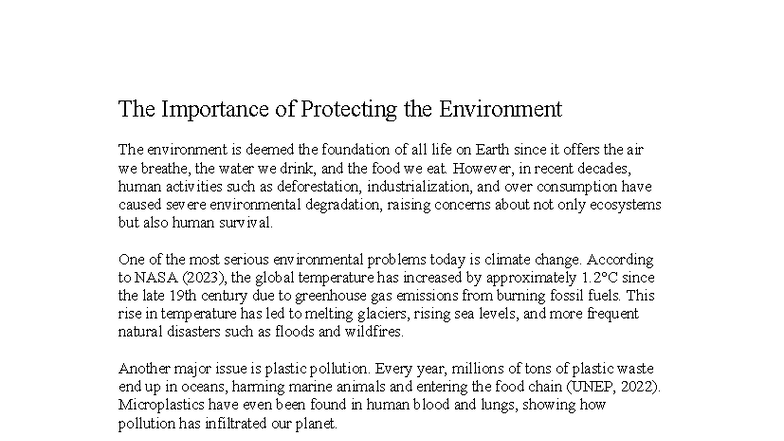 ENV 101: The Urgency of Environmental Protection and Sustainability ...