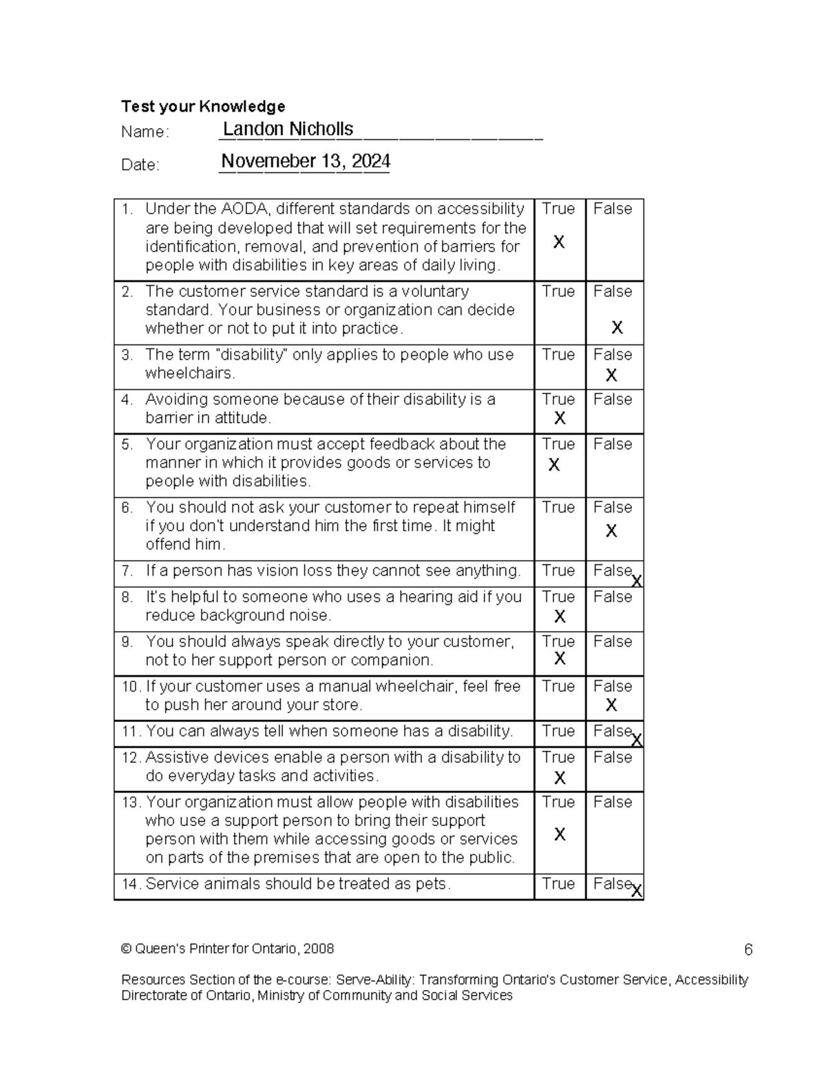 AODA-Accessibility-Quiz-Testing-Your-Knowledge-Answers - Studocu