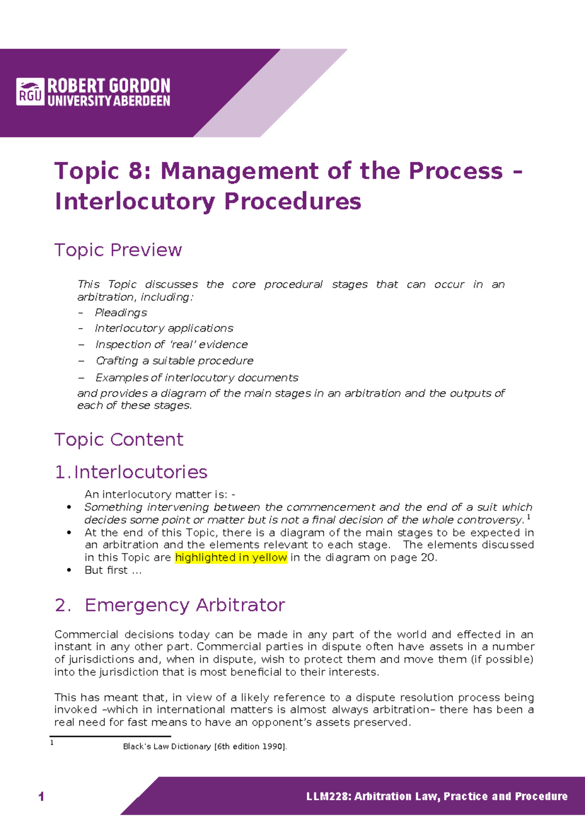 Arbitration Practice Procedure - Topic 8 Management of the Process ...