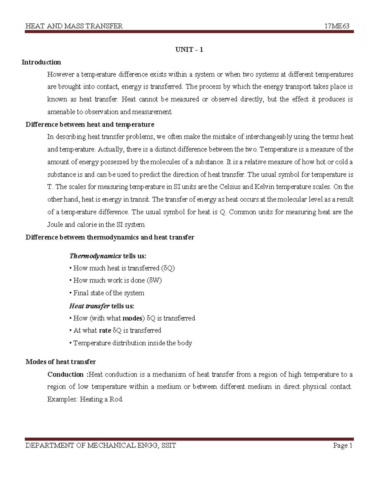 HMT- Notes - HEAT AND MASS TRANSFER 17ME DEPARTMENT OF MECHANICAL ENGG ...