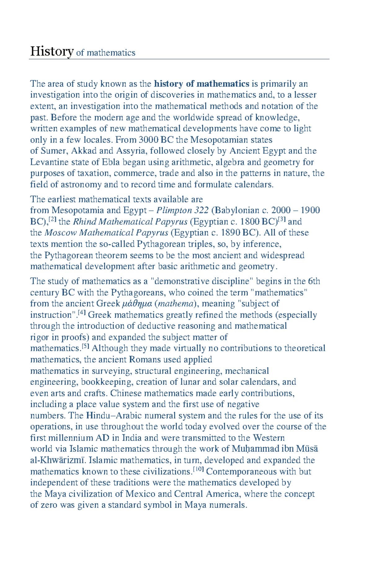 CSEM-101-History of Mathematics: From Ancient Cultures to Modern Day ...