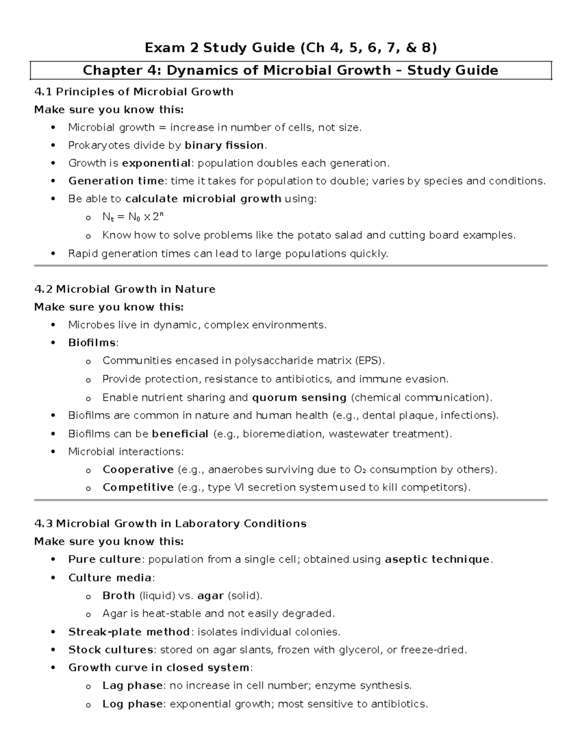 Microbial Growth & Metabolism Study Guide (Ch 4-8) - Studocu