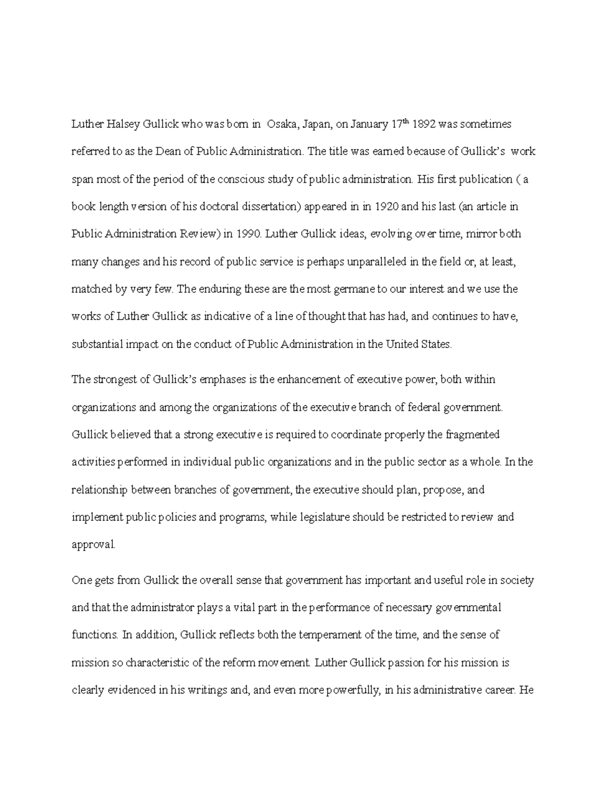 Luther Halsey Gullick: Key Insights on Public Administration Theories ...