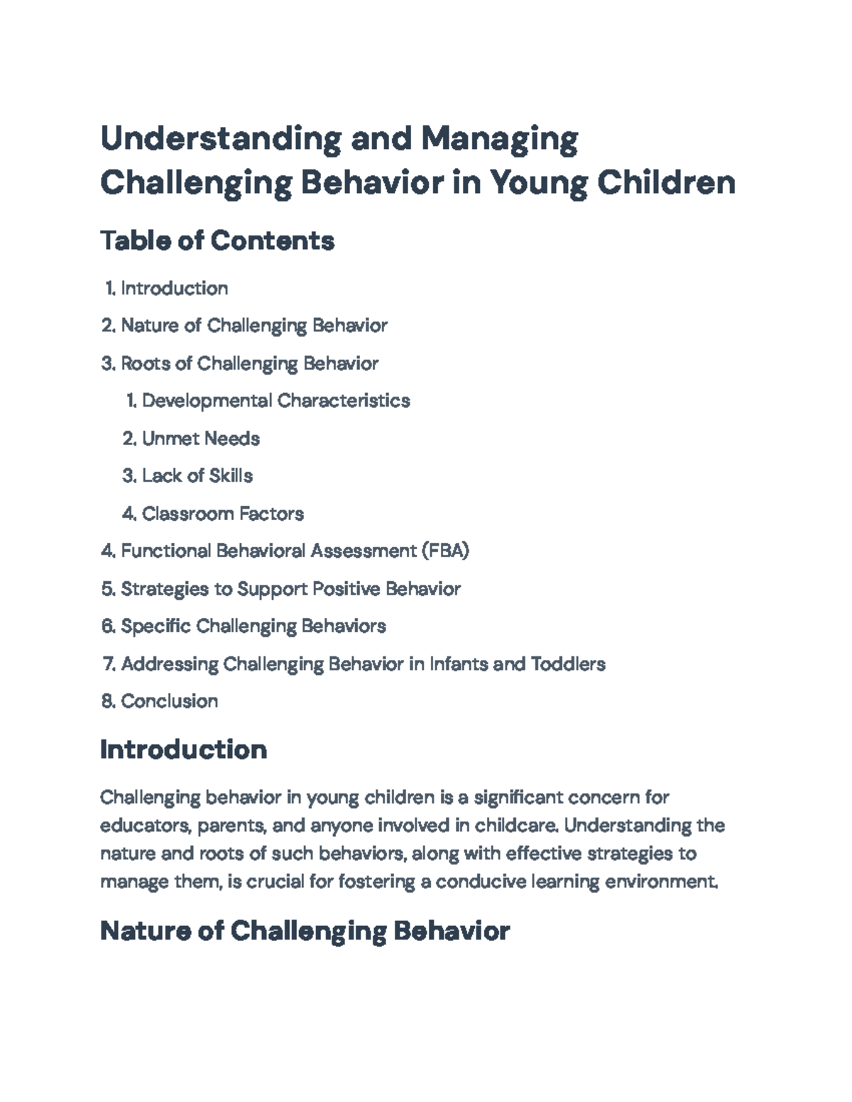Understanding and Managing Challenging Behavior in Young Children ...