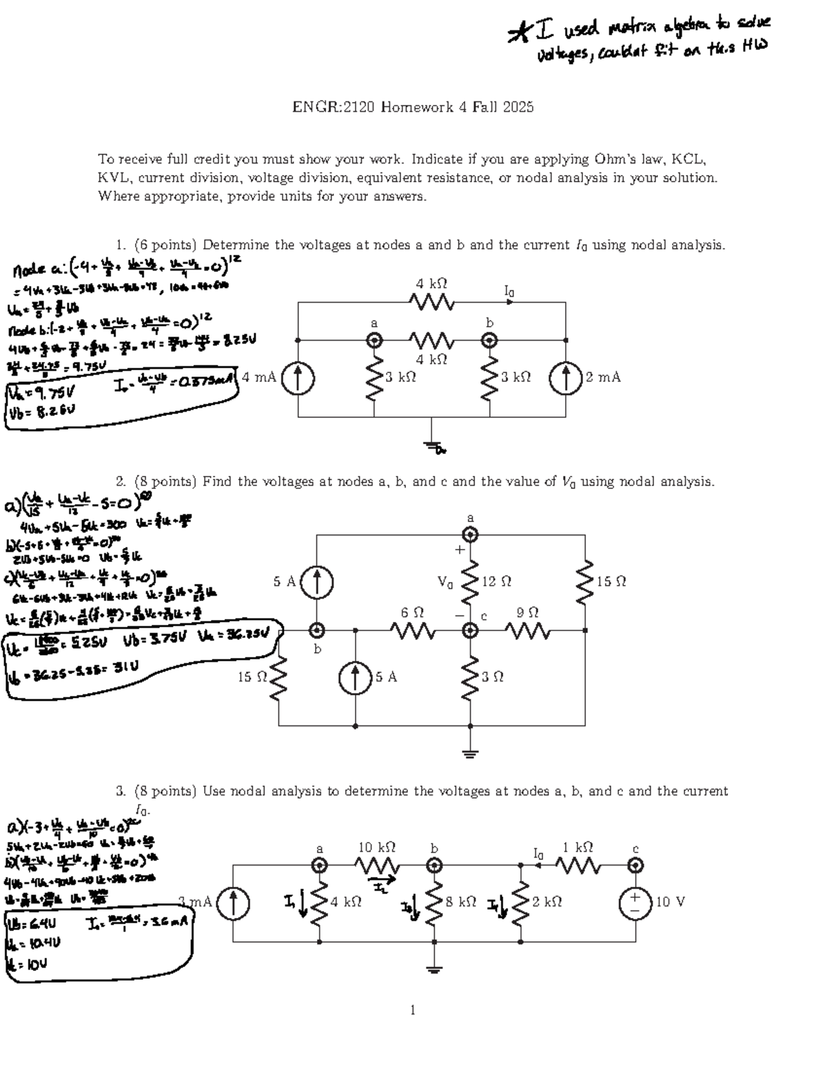 Homework 4: Nodal Analysis in Electrical Circuits (ENGR:2120) - Studocu
