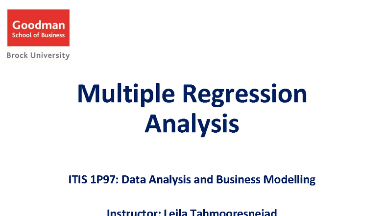 Multiple Regression Analysis Notes - ITIS 1P97: Data Analysis ...