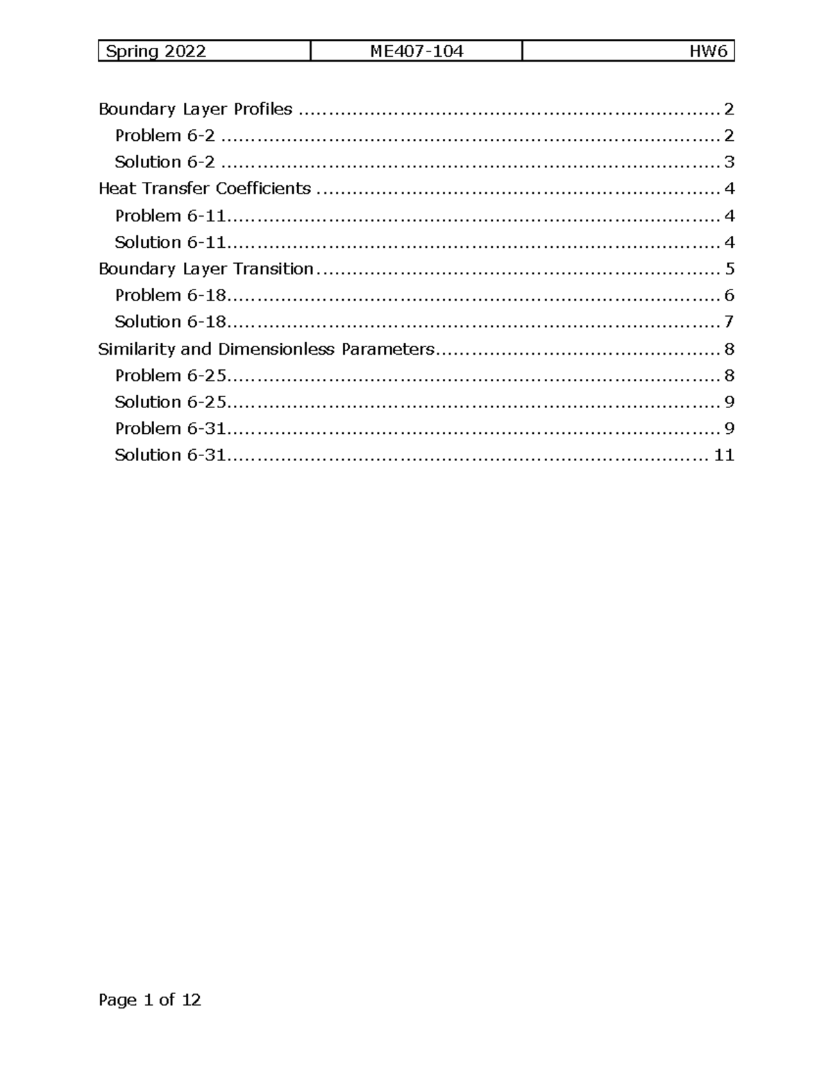 ME407-104-HW6 Detailed Solutions for Boundary Layers and Heat Transfer - Studocu