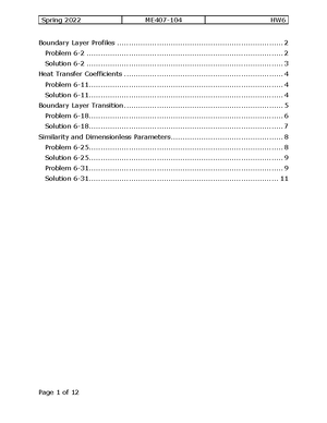 ME407-104-HW7 solution - Flat Plate in Parallel Flow Problem 7-7 Solution 7-7 Problem 7-16 ...