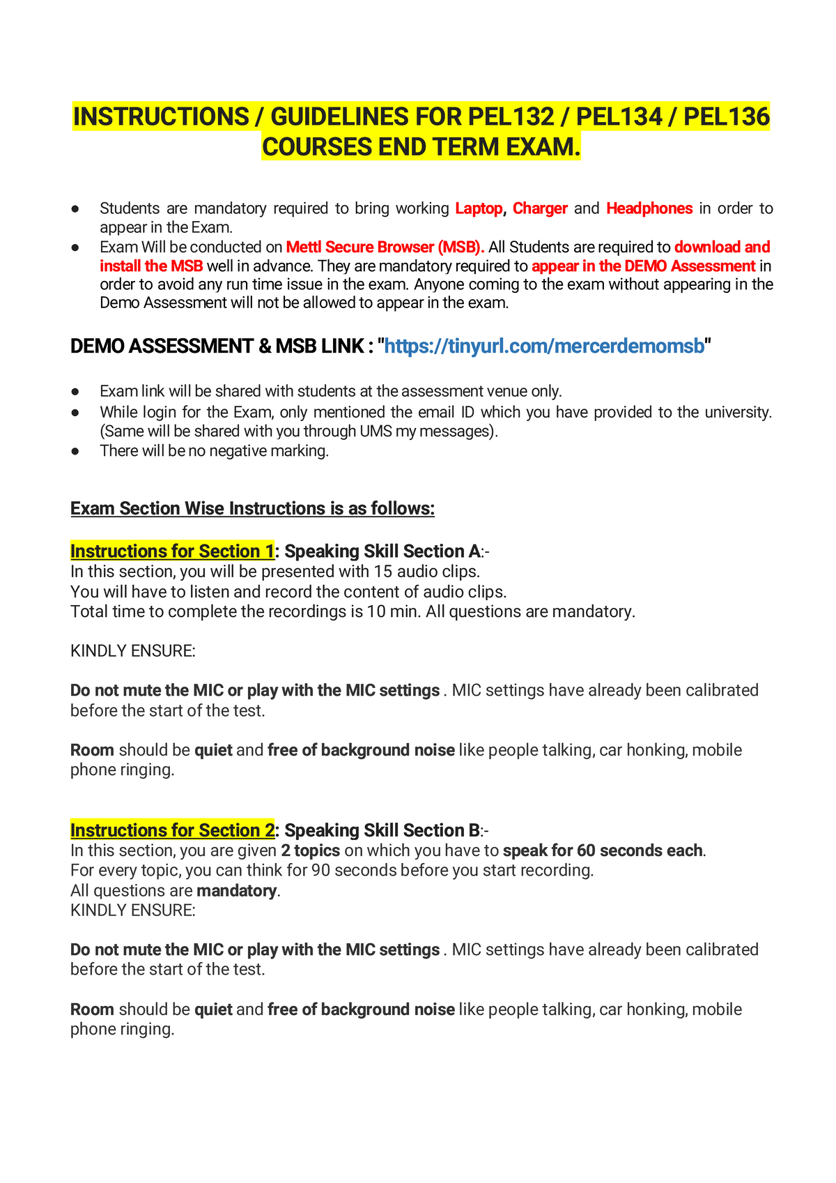 PEL132-134-136 End-Term Exam Guidelines & Instructions 2024 - Studocu