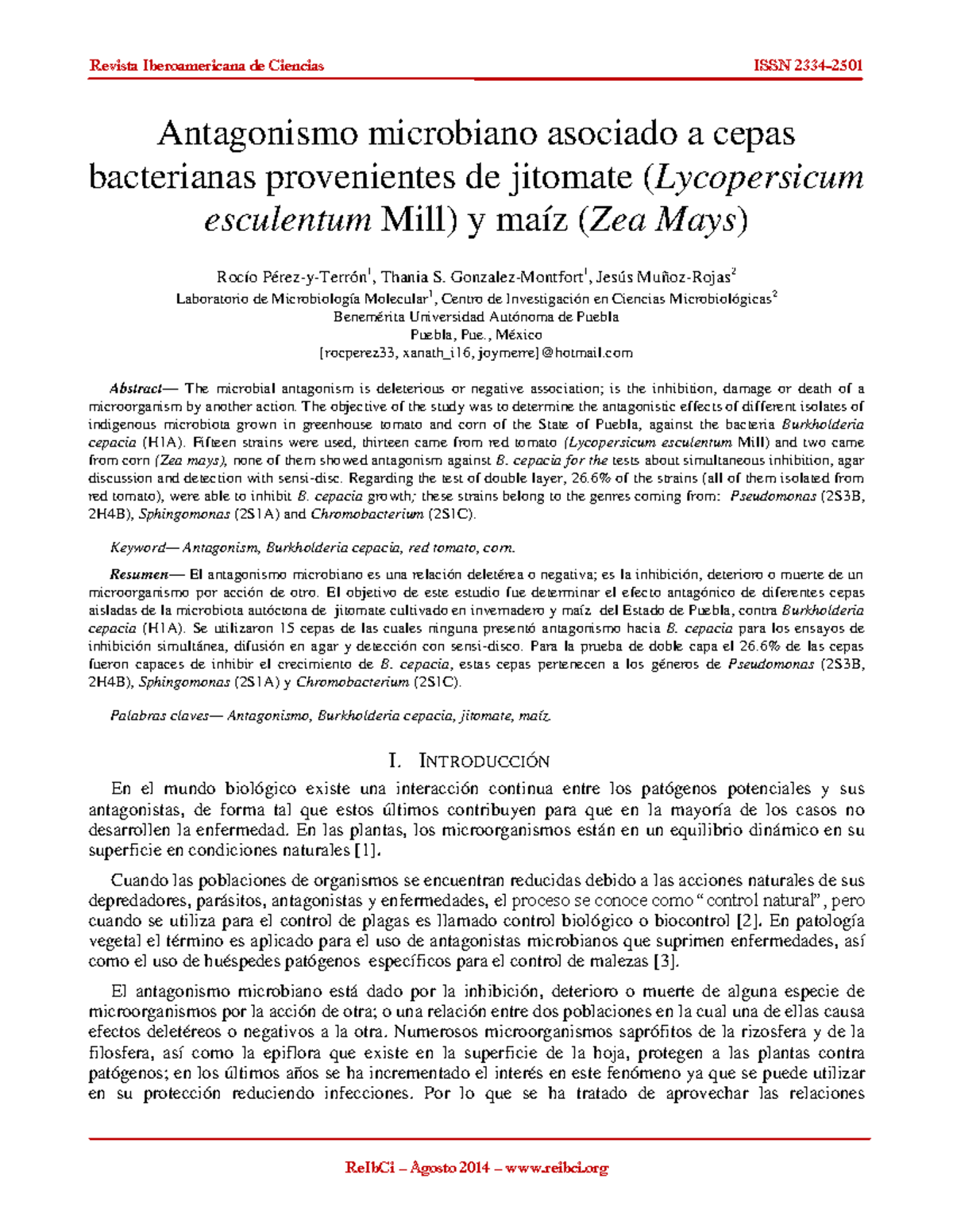 Antagonismo Microbiano en Jitomate y Maíz: Estudio de Cepas Bacterianas ...
