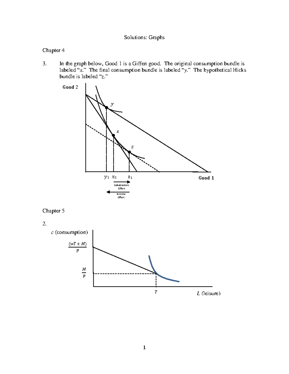 Solutions-Graphs - 1 Solutions: Graphs Chapter 4 3. In the graph below, Good 1 is a Giffen good ...
