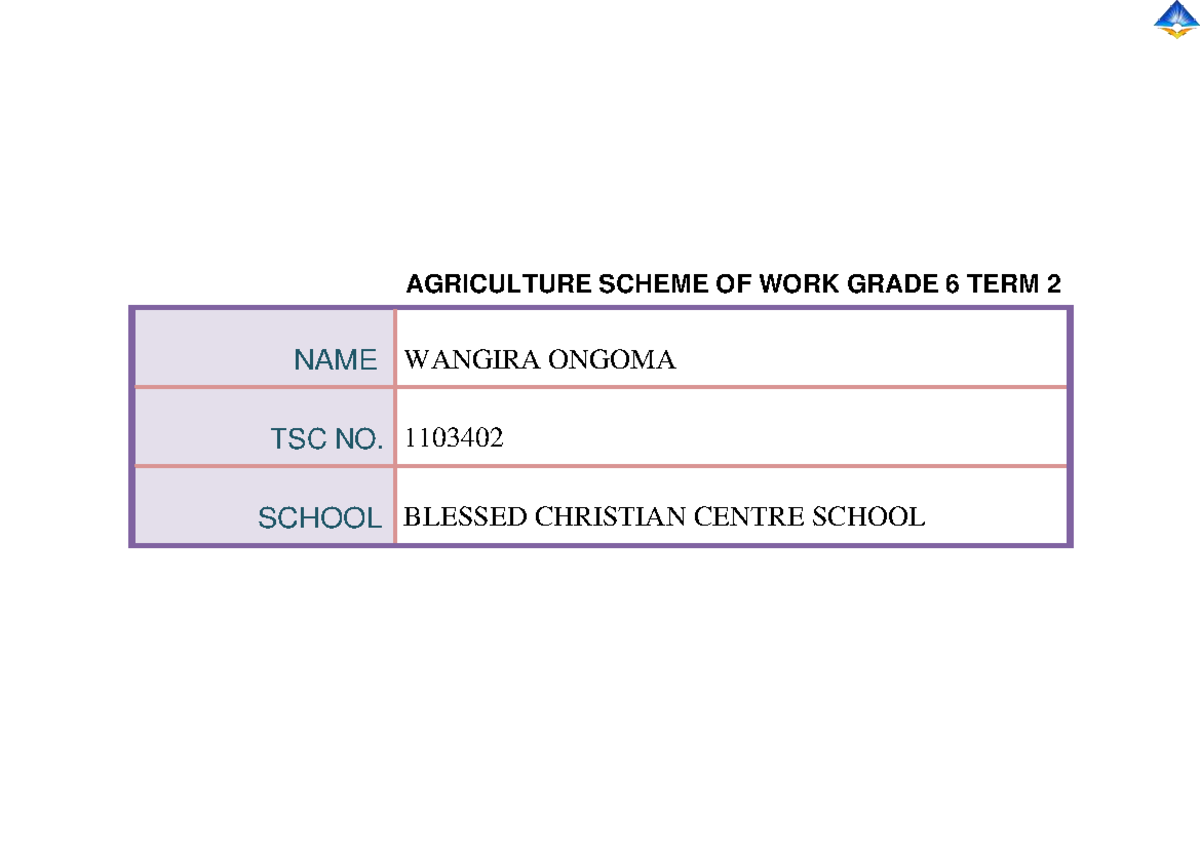 AGRICULTURE SCHEME OF WORK GRADE 6 TERM 2 - CREEPING CROPS & ANIMALS ...