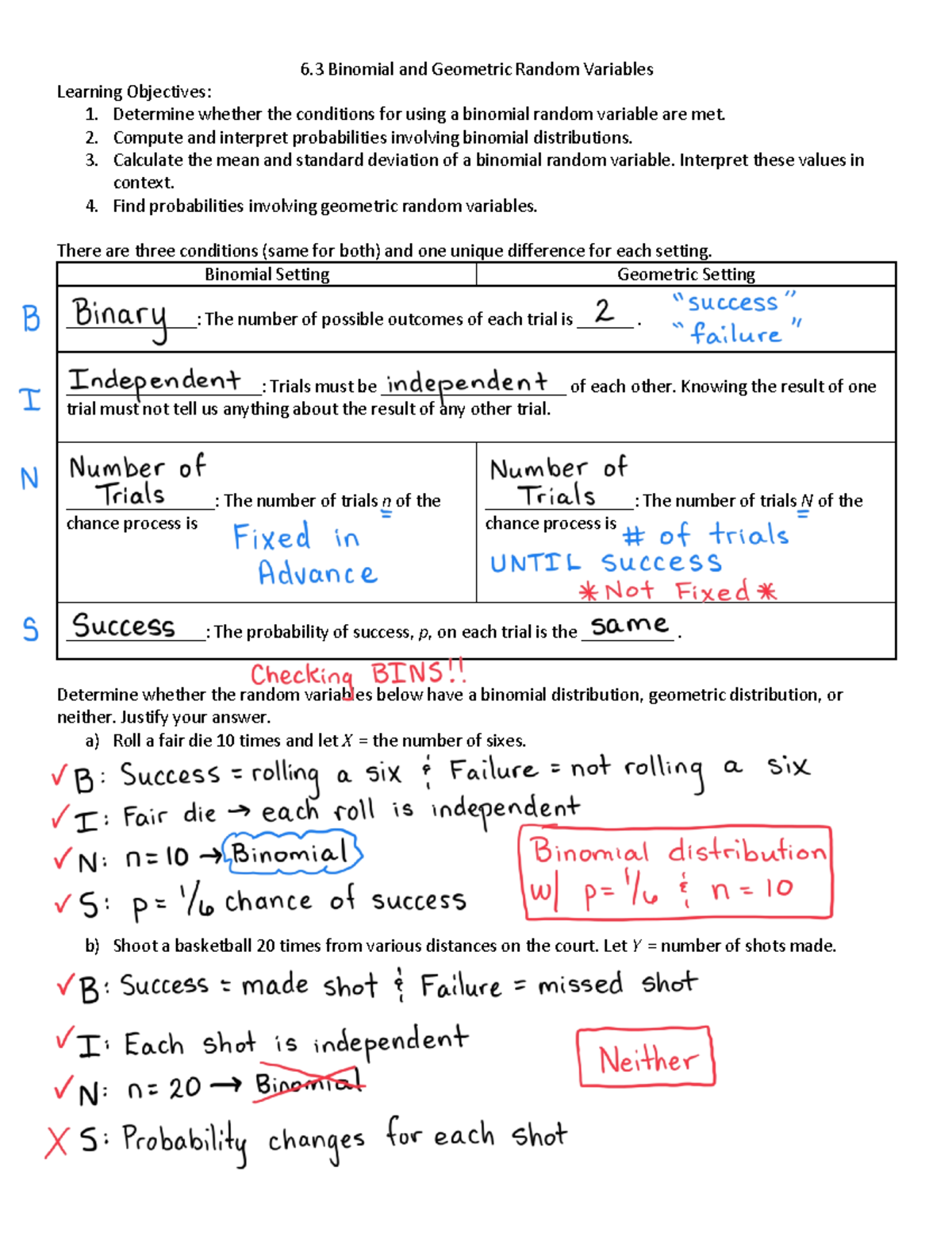 6 3 notes 8th - gegeg - Learning Objectives: 1. Determine whether the ...