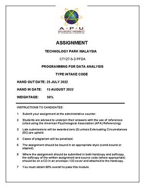 PFDA Assignment Report Jackson Tai TP059628 - INDIVIDUAL ASSIGNMENT TECHNOLOGY PARK MALAYSIA ...