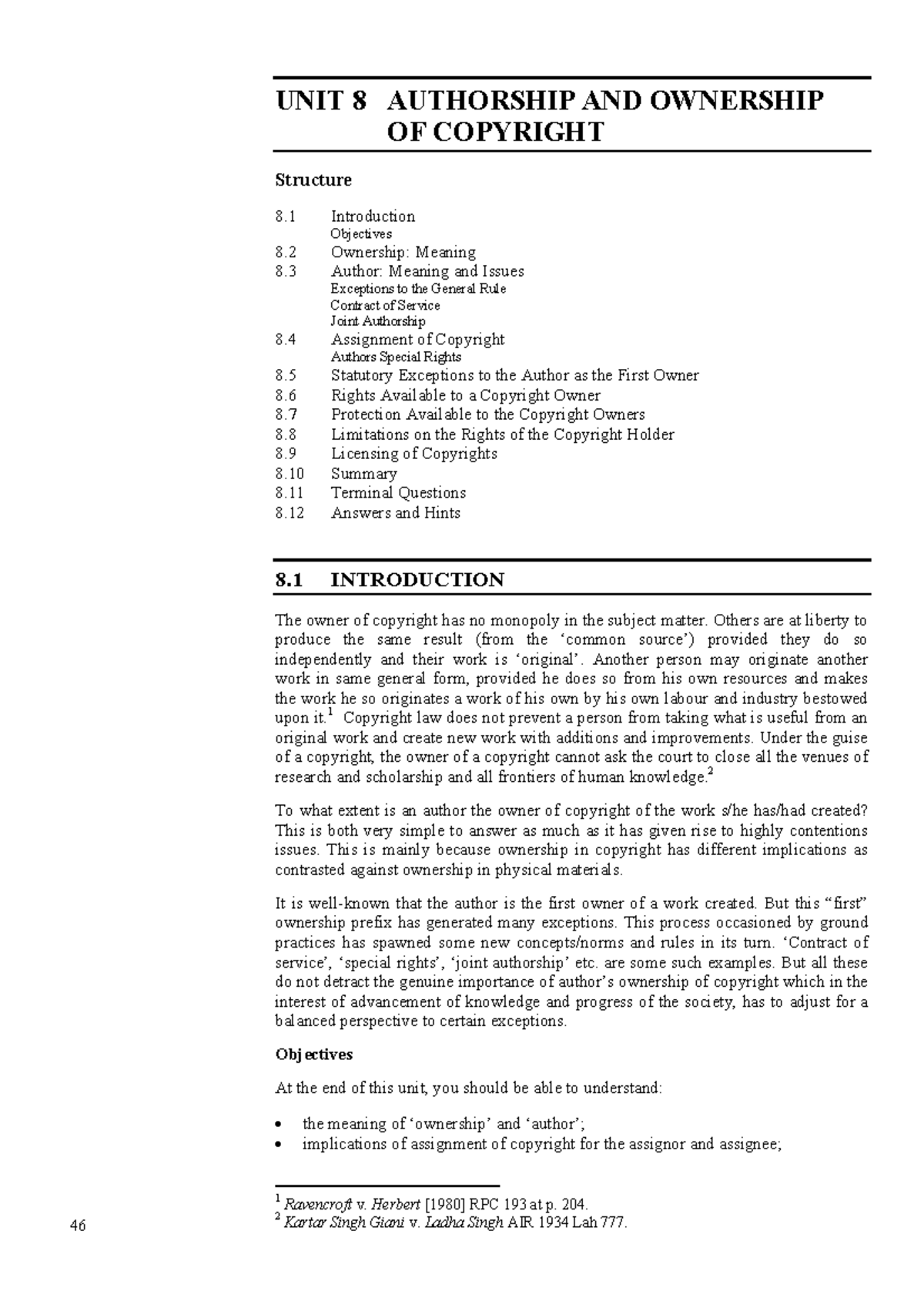 Copyright Law Notes - Authority and Ownership in Copyright (LAW101 ...