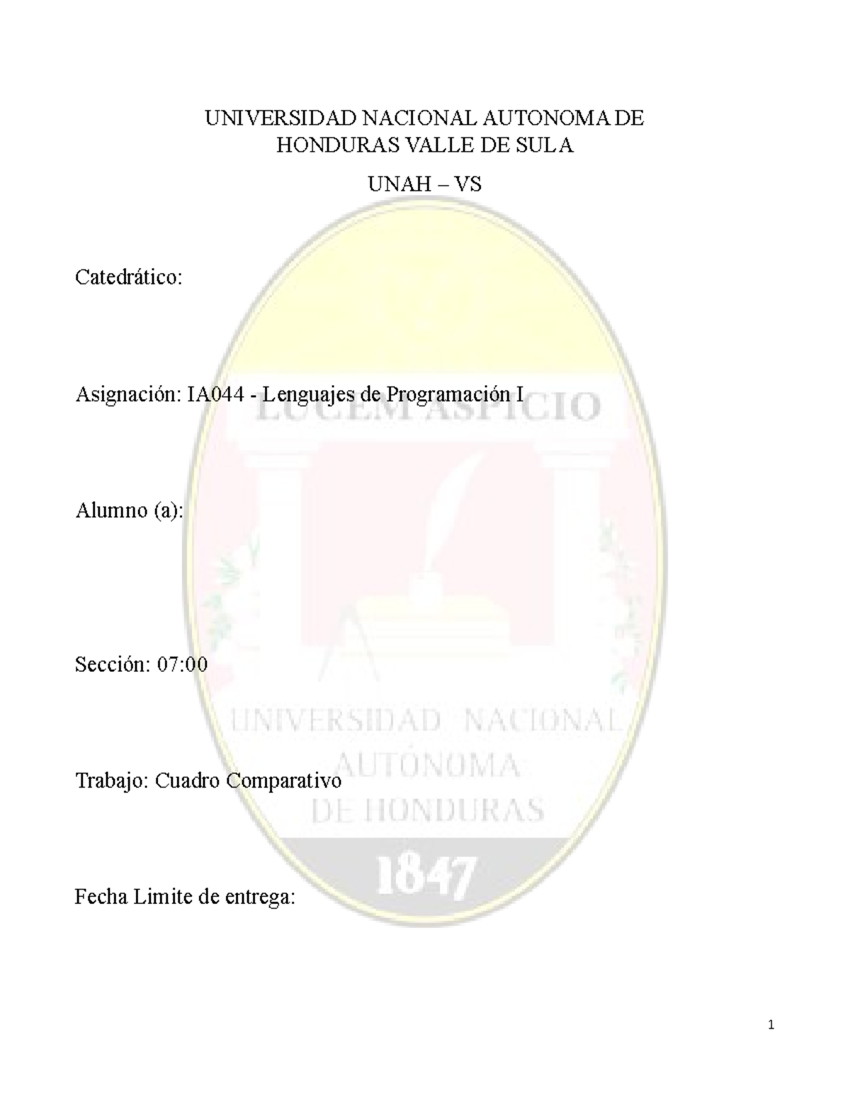 Cuadro Comparativo Lenguajes de programacion - Catedrático: Asignación ...