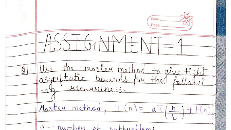 DSA 1: Master Theorem & Recurrence Relations Analysis - Studocu