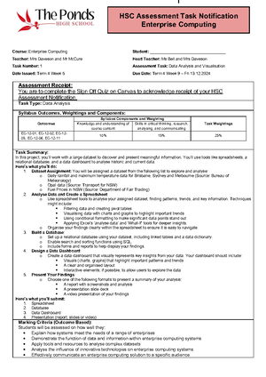Enterprise Computing - Grade: 11 - New South Wales Higher School ...