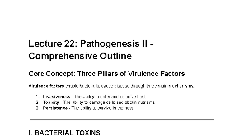 Lecture 22: Pathogenesis II - Virulence Factors Overview - Studocu
