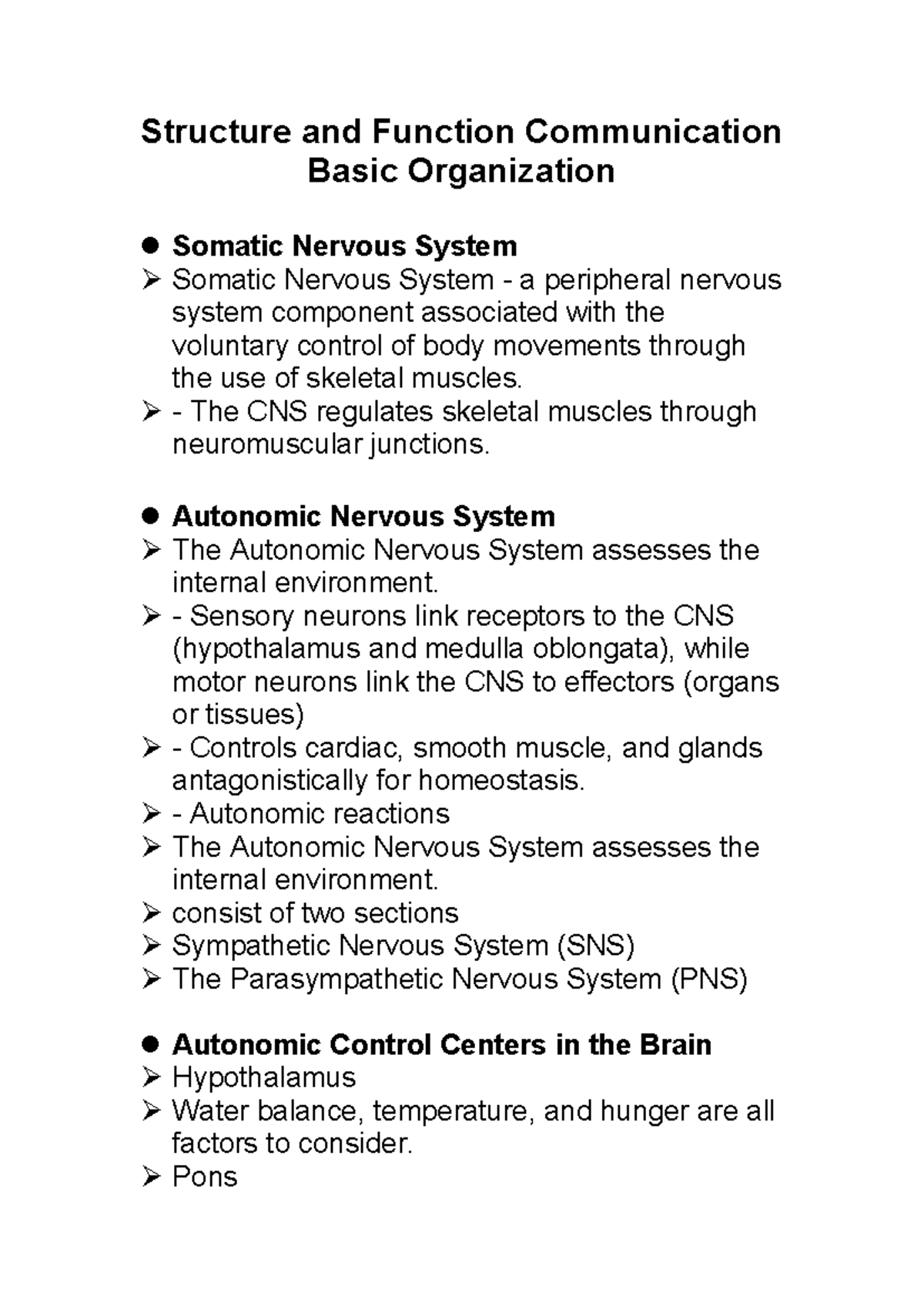 Structure and Function Communication Basic Organization - Structure and Function Communication ...