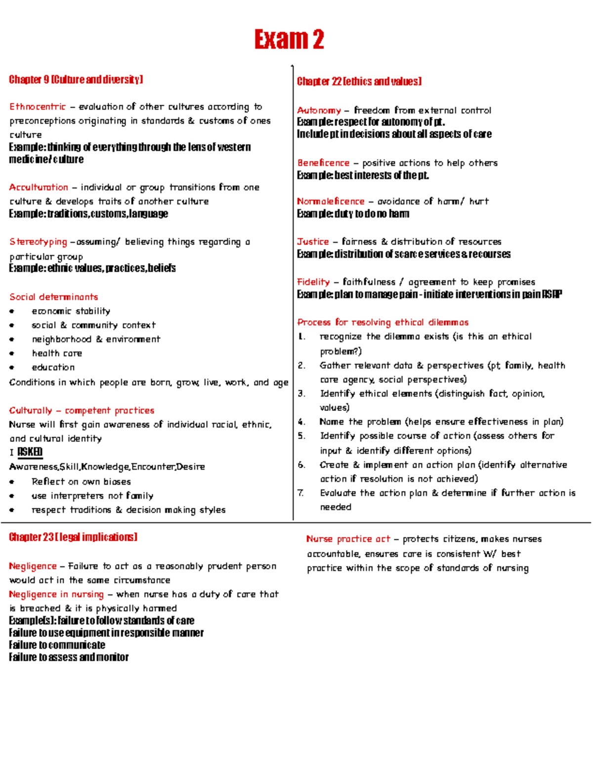 Foundations Study Guides: Exam 2 Chapters 9, 22-24, 26, 29 Insights ...